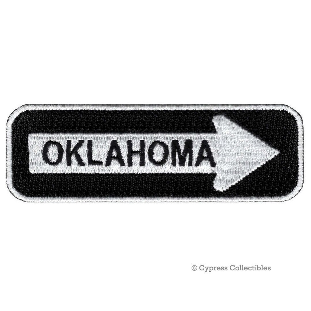 OKLAHOMA ROAD SIGN Patch Embroidered Iron-on Applique One Way Highway ...