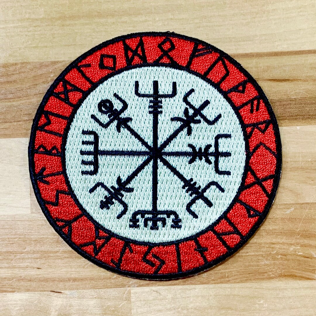 ICELANDIC COMPASS Iron-on Patch Embroidered Norway Historical Viking ...