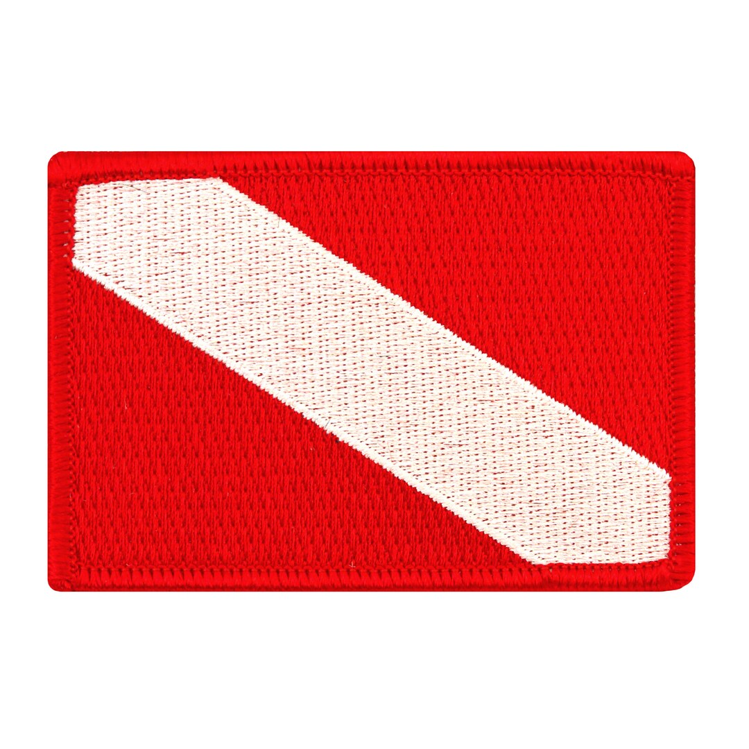 DIVER DOWN FLAG Patch Scuba Diving Embroidered Iron-on Applique Emblem ...
