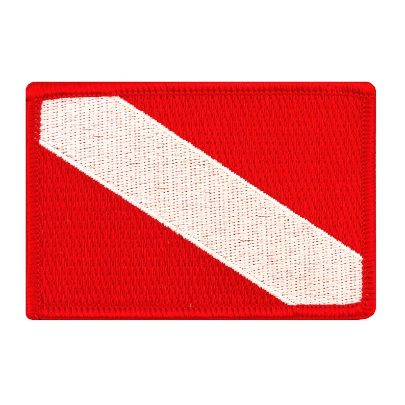 DIVER DOWN FLAG Patch Scuba Diving Embroidered Iron-on Applique Emblem ...