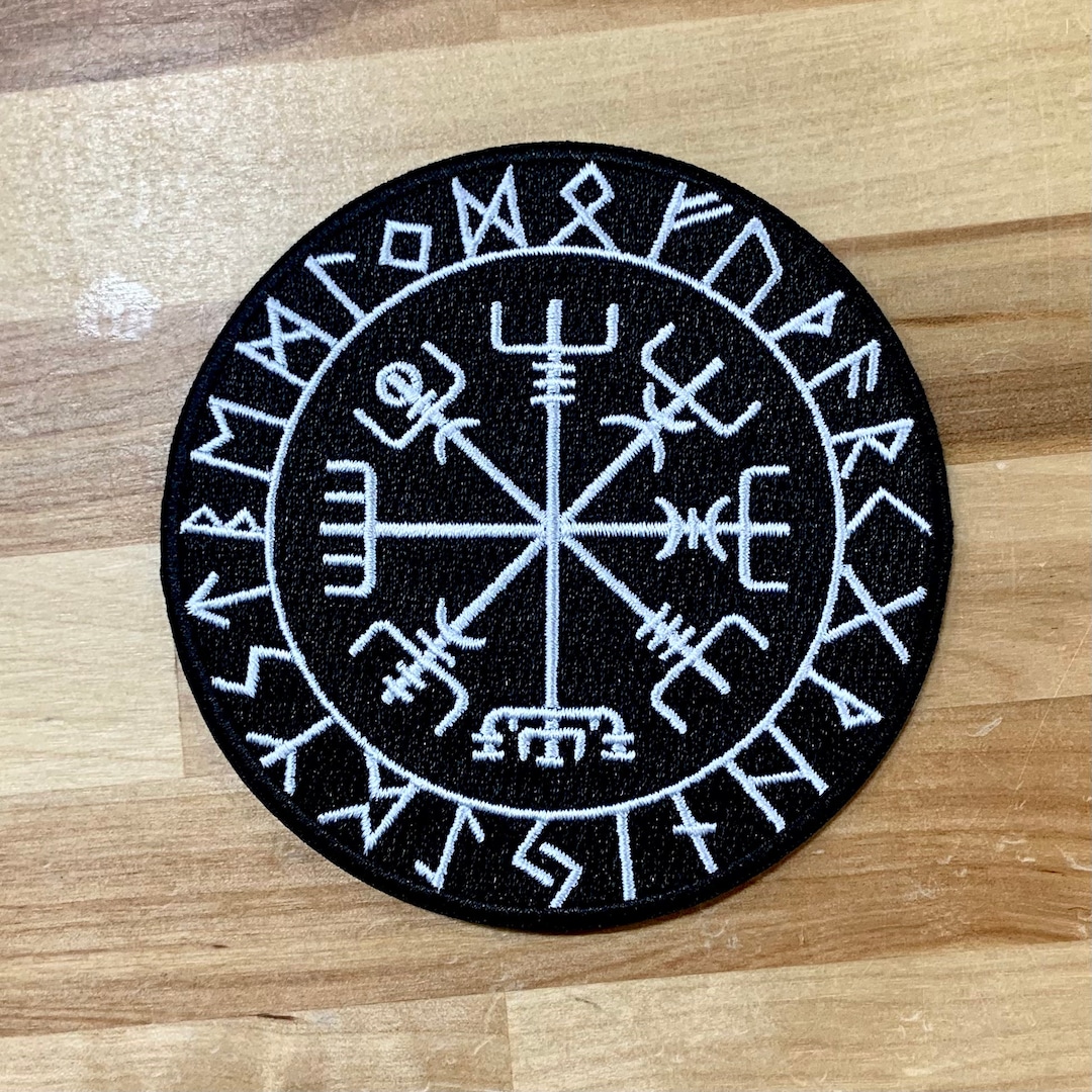 ICELANDIC COMPASS Iron-on Patch Embroidered Norway Historical Viking ...