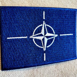 NATO MILITARY FLAG Patch Iron-on Embroidered Applique Europe North ...