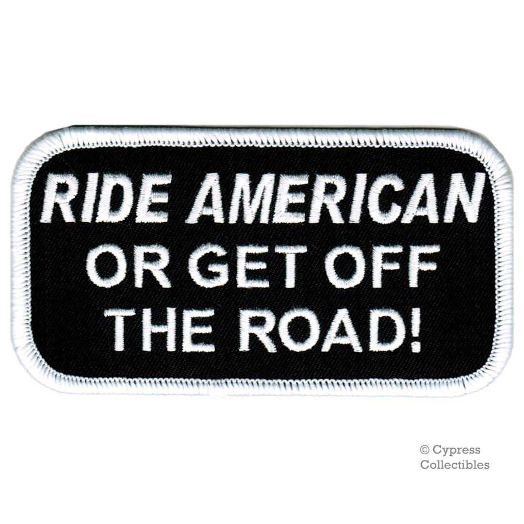 RIDE AMERICAN Biker PATCH Iron-on Embroidered Applique Nametag ...