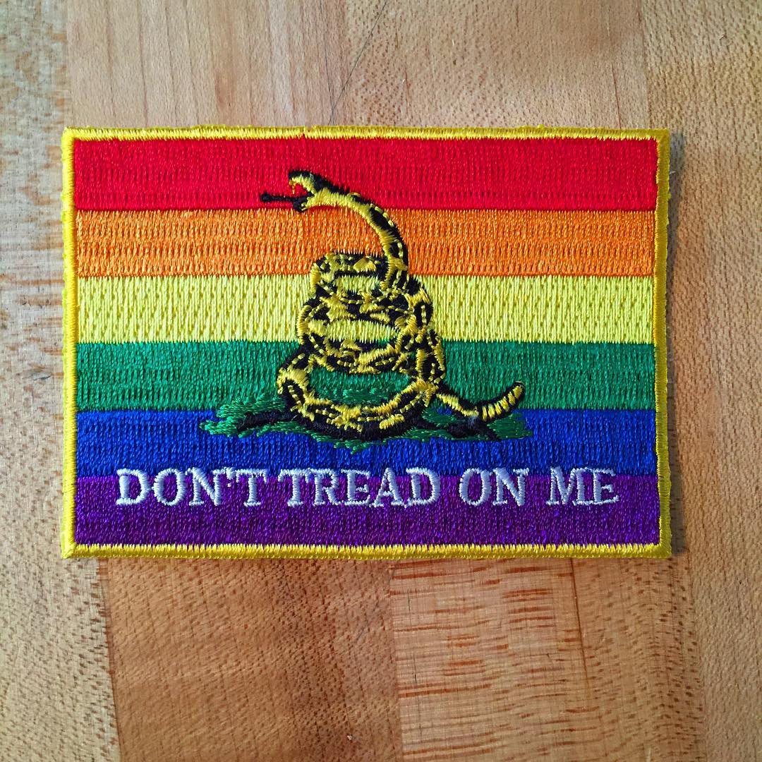 LGBTQ Gadsden RAINBOW Flag Patch Iron-on Embroidered Applique Gay ...