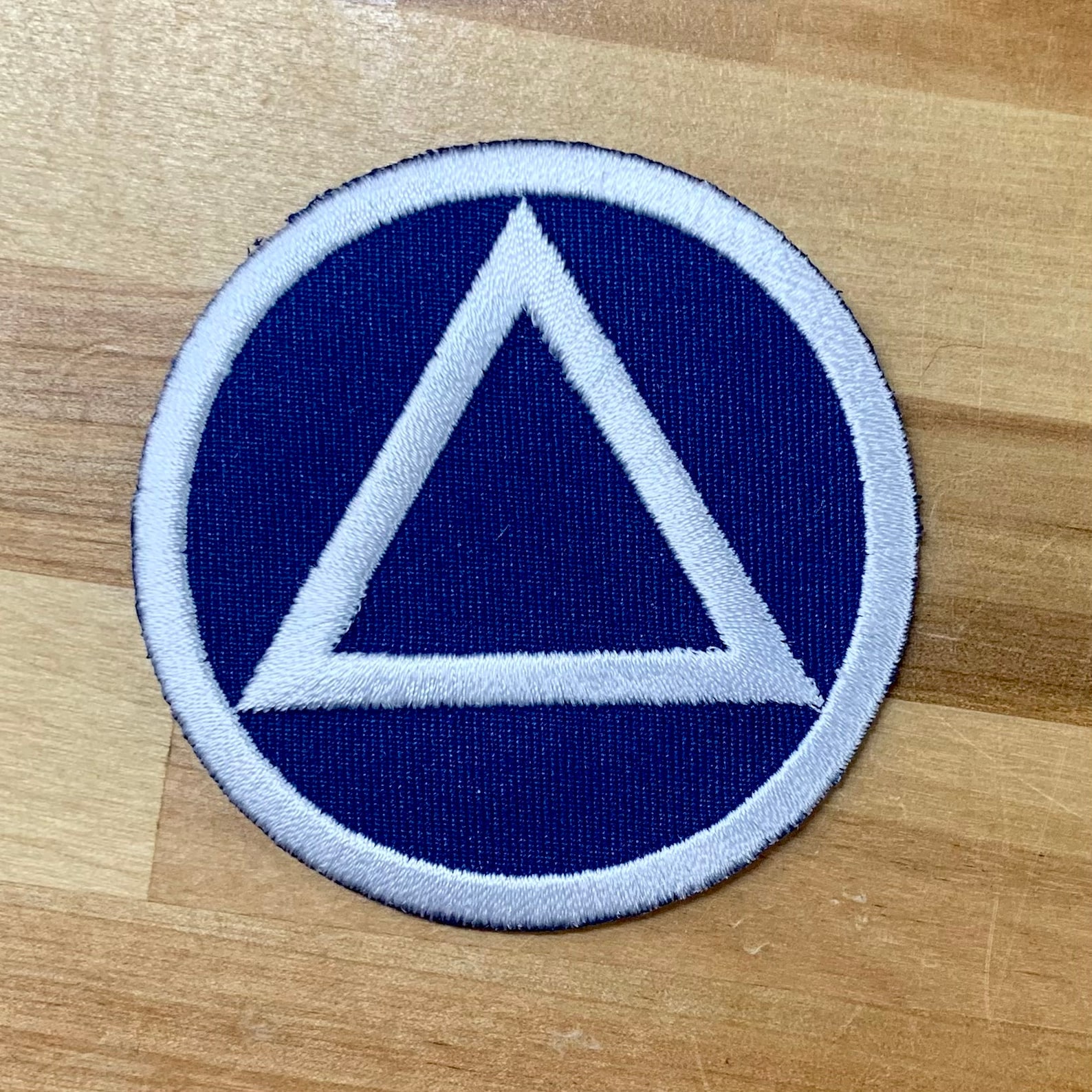 ALCOHOLICS ANONYMOUS Iron-on Patch SOBER Symbol Sobriety Marker Blue ...
