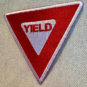 YIELD SIGN PATCH Embroidered Iron-on Applique Highway Traffic Sign Road ...