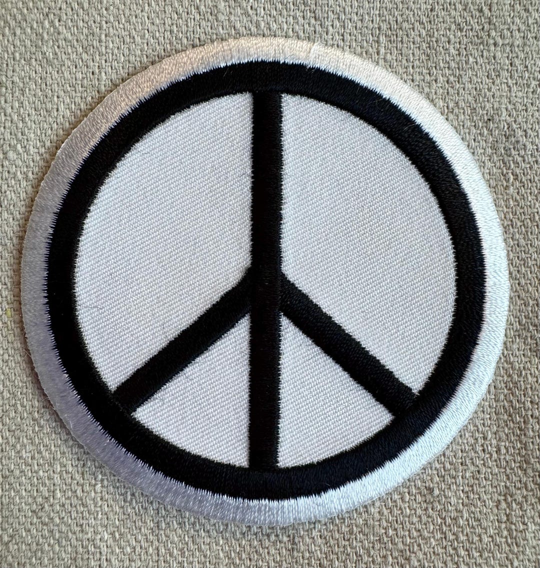 PEACE SIGN PATCH Iron-on Embroidered Anti-war Emblem Biker Applique ...