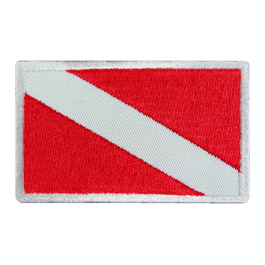 DIVER DOWN FLAG Patch Scuba Diving Embroidered Iron-on Applique White Border - Etsy