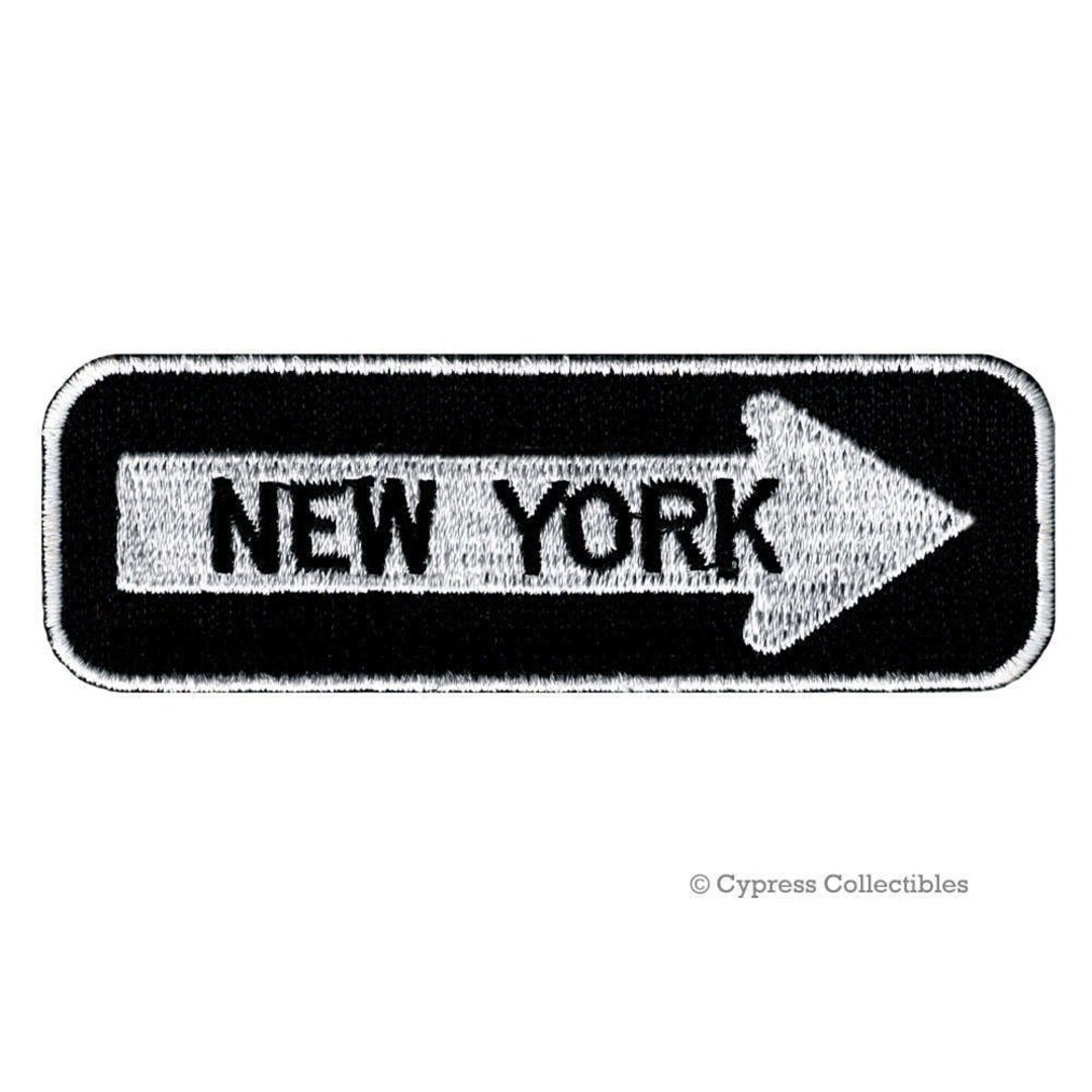 New YORK ROAD SIGN Patch Embroidered Iron-on Applique One Way Highway ...
