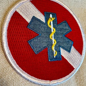 EMT SCUBA Round Patch Rescue Diver Iron-on Embroidered Star of Life ...