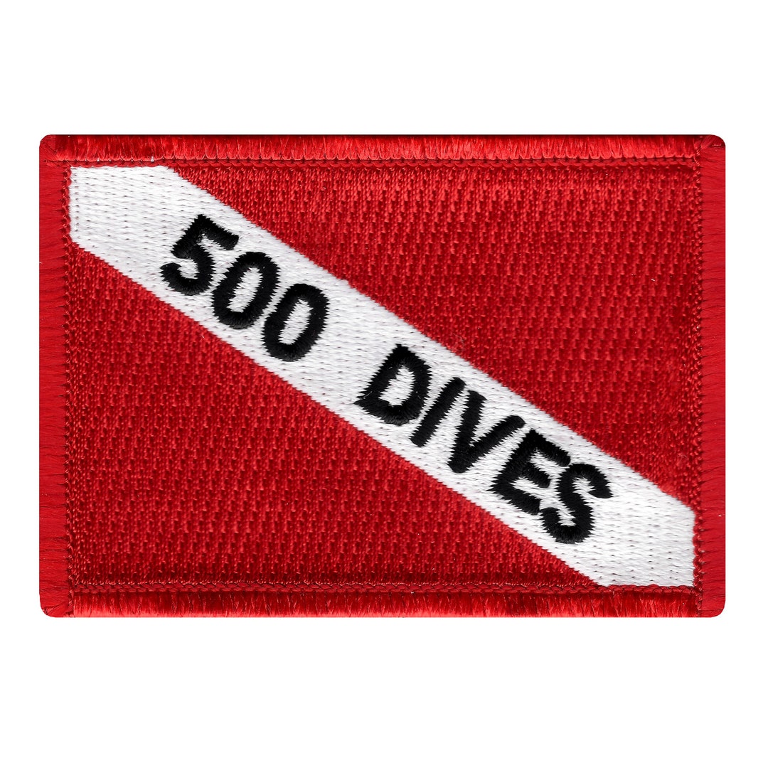 500 Dives DIVER DOWN FLAG Patch Scuba Diving Embroidered Iron-on ...