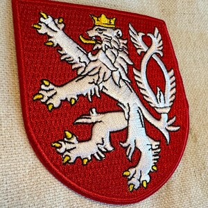 CZECH COAT of ARMS Patch Iron-on Embroidered Applique Bohemian Lion Shield Czechia National Logo ...