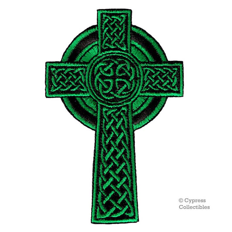 CELTIC CROSS PATCH Iron-on Embroidered Irish Green Applique | Etsy