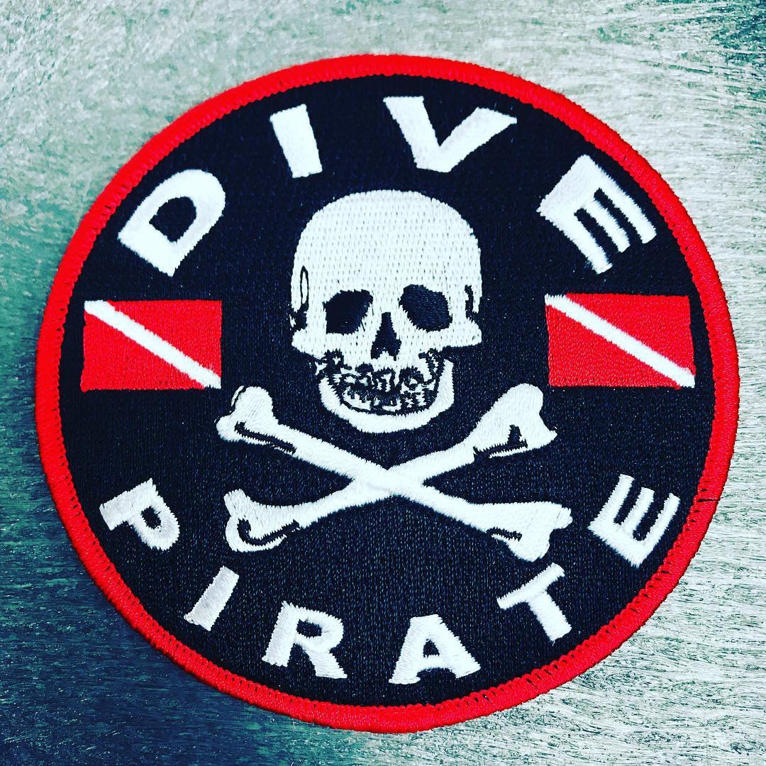 DIVE PIRATE Scuba Diving PATCH Embroidered Iron-on Applique Diver Down ...