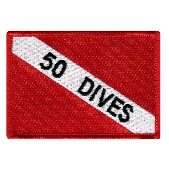 50 Dives DIVER DOWN FLAG Patch Scuba Diving Embroidered | Etsy