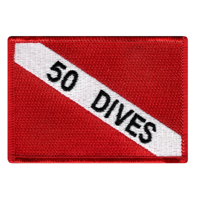 50 Dives DIVER DOWN FLAG Patch Scuba Diving Embroidered | Etsy