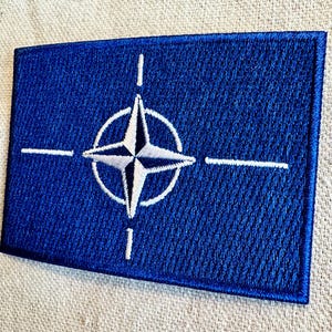 NATO MILITARY FLAG Patch Iron-on Embroidered Applique Europe North ...