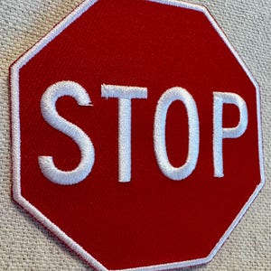 RED STOP SIGN Patch Embroidered Iron-on Applique Highway Traffic Sign ...