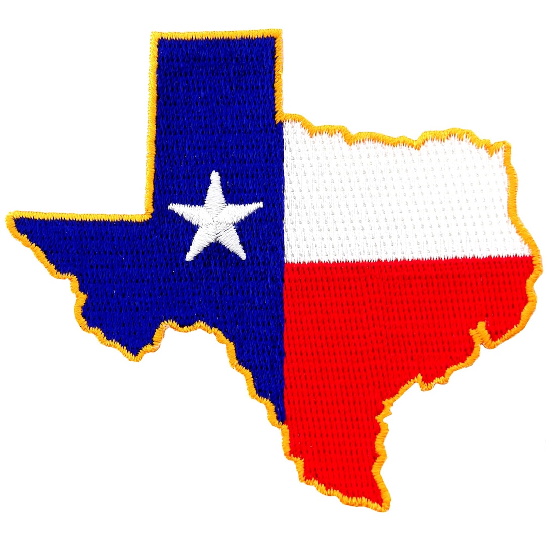 TEXAS Outline Shape STATE Flag PATCH Iron-on Embroidered Applique Top ...