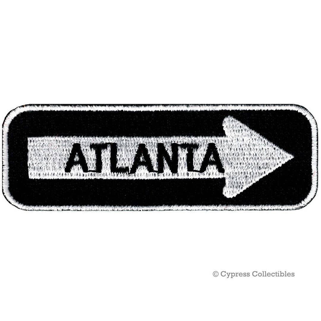 ATLANTA ROAD SIGN Patch Embroidered Iron-on Applique One Way Highway ...