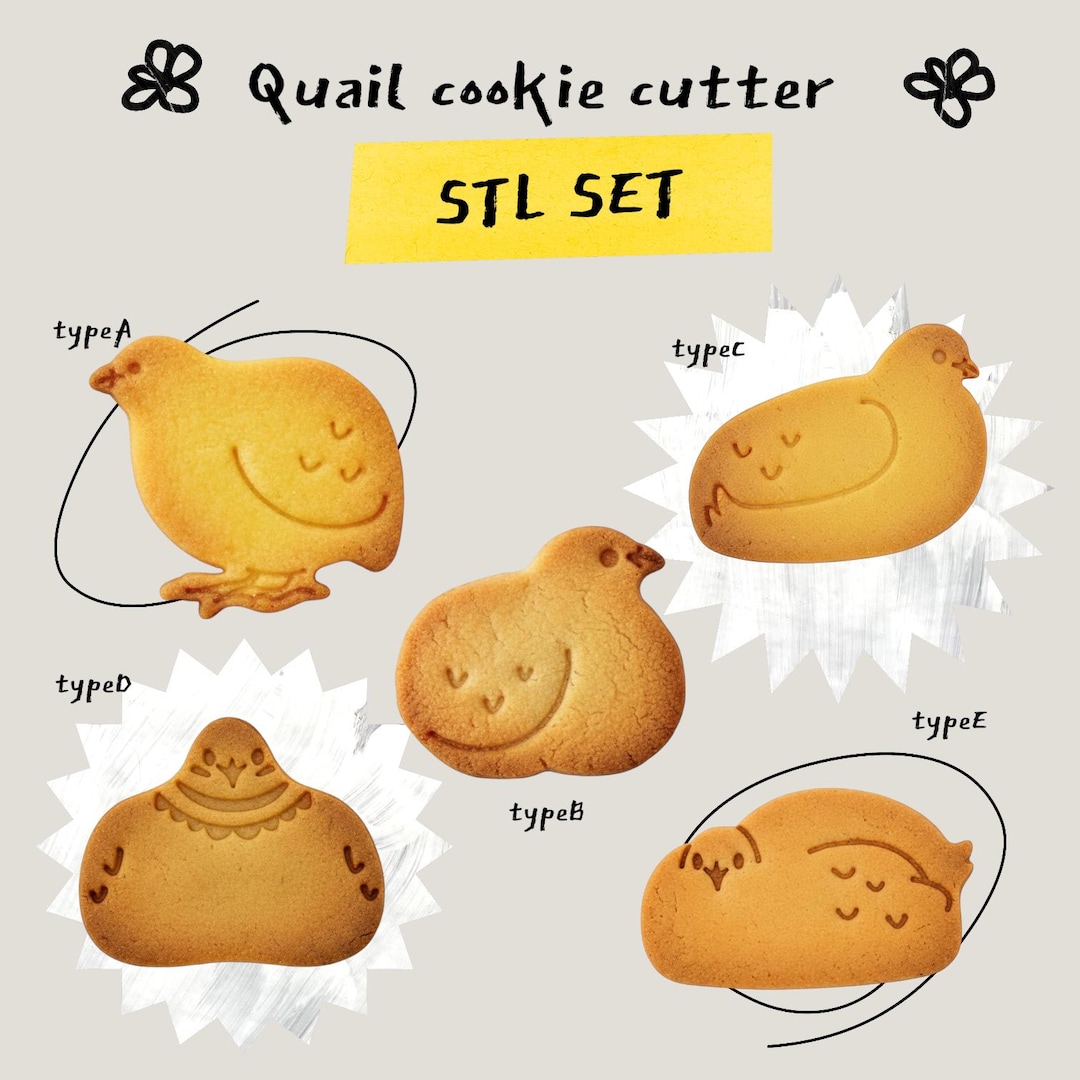 Quail Cookie Cutter STL Bundle – 5 Designs (A–E) | Japanese Quail | 3D ...