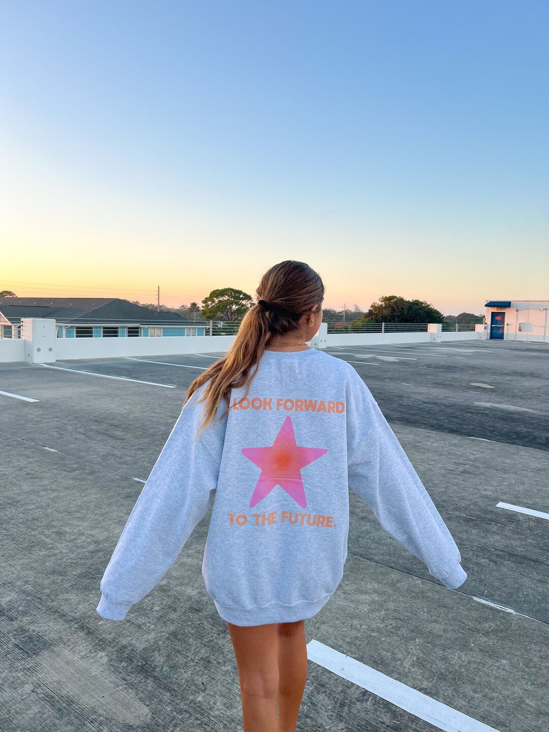 Look Forward to the Future Crewneck - Trendy Crewnecks, Oversized Beach ...