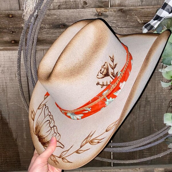 Custom Burned Cowgirl Hat - Etsy