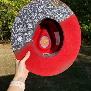 Custom Red Hat With Bandana Detail - Etsy