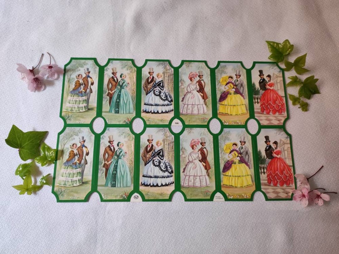 Old Sheet of Stickers. Costumes of the Nineteenth Century. Collecting ...