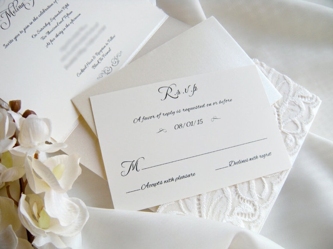 Lace Wedding Invitation Cream Wedding Invitation White & | Etsy