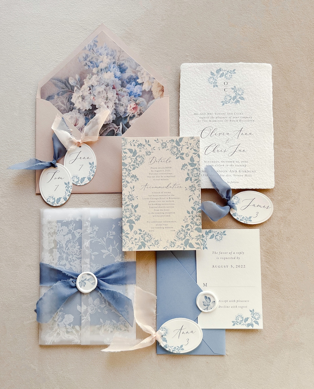 Romantic Garden Wedding Invitation | Handmade Paper | Fine Art Deckled ...