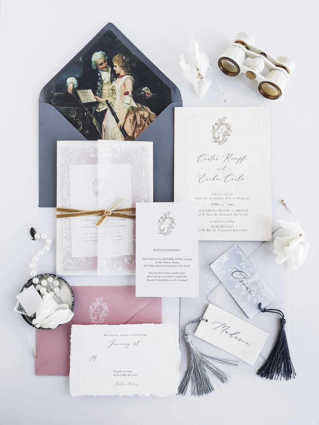 Fine Art Wedding Invitation Suite, Crest Invitation, French Style ...