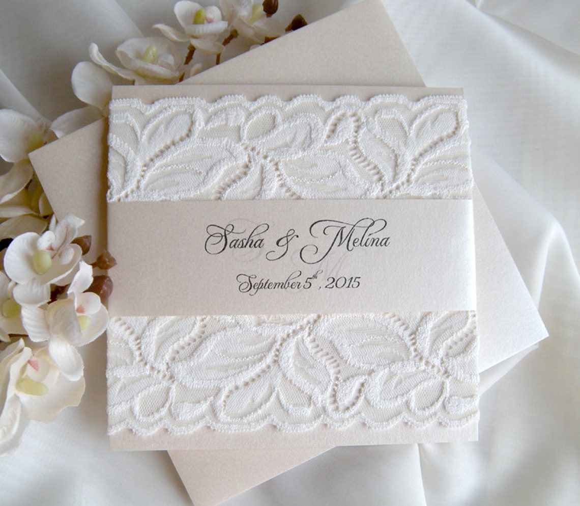 Lace Wedding Invitation Cream Wedding Invitation White & | Etsy