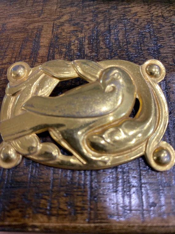 Vintage Coro Gold Over Sterling Silver Dove Pin - Gem