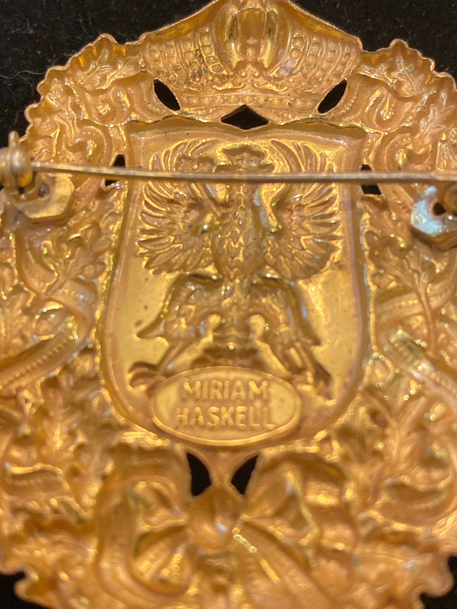 Vintage Signed Miriam Haskell Vintage Brooch Pin Crown Eagle - Etsy