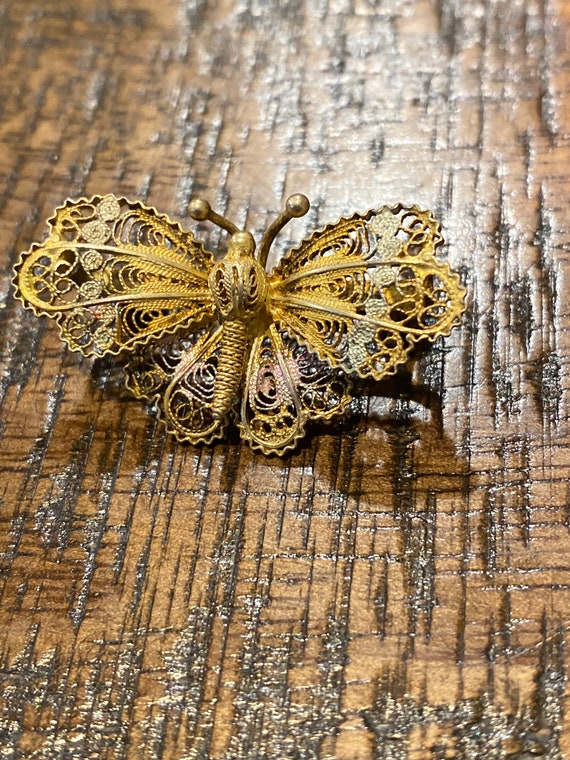 Vintage butterfly brooch filigree - Gem