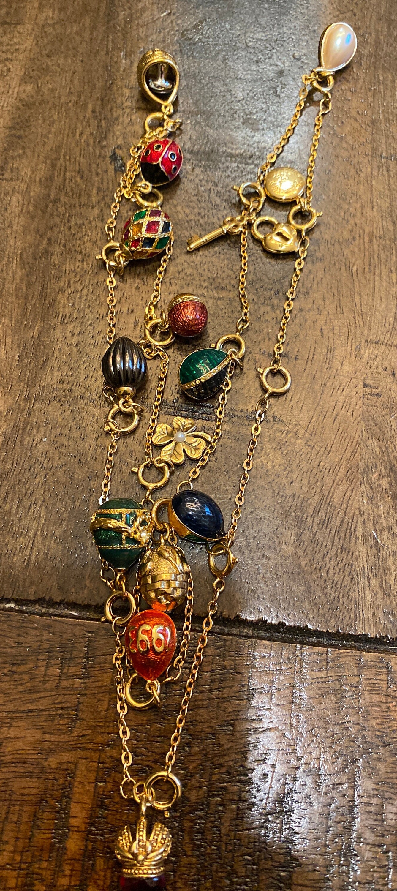 Joan Rivers Faberge Egg Inspired Pendant Charm Necklace, 12 Charms, 34 ...