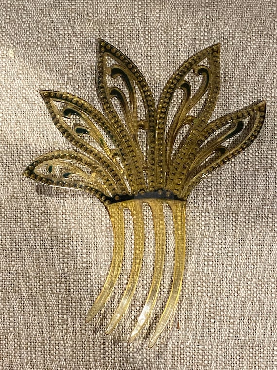 Victorian Antique Vintage Hair Comb - Gem