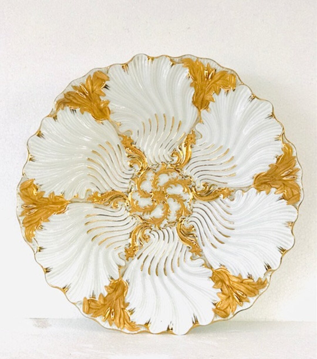 Meissen Gold Gilded Plat Blue Crossed Swords,hand Painted Deep Serving ...