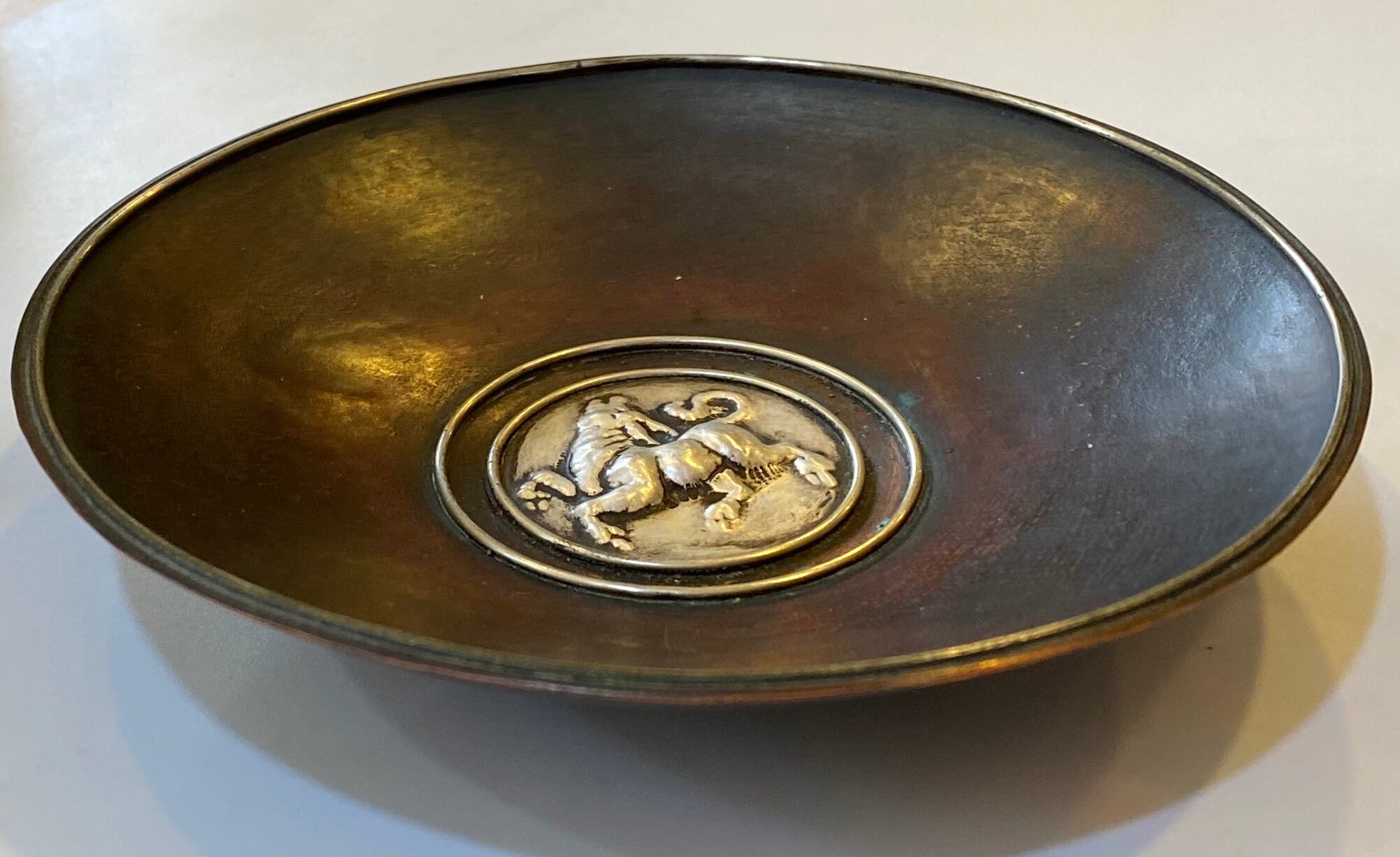 Vintage Shalom Sebba Copper Bowl Small Silver Bull Israeli German ...