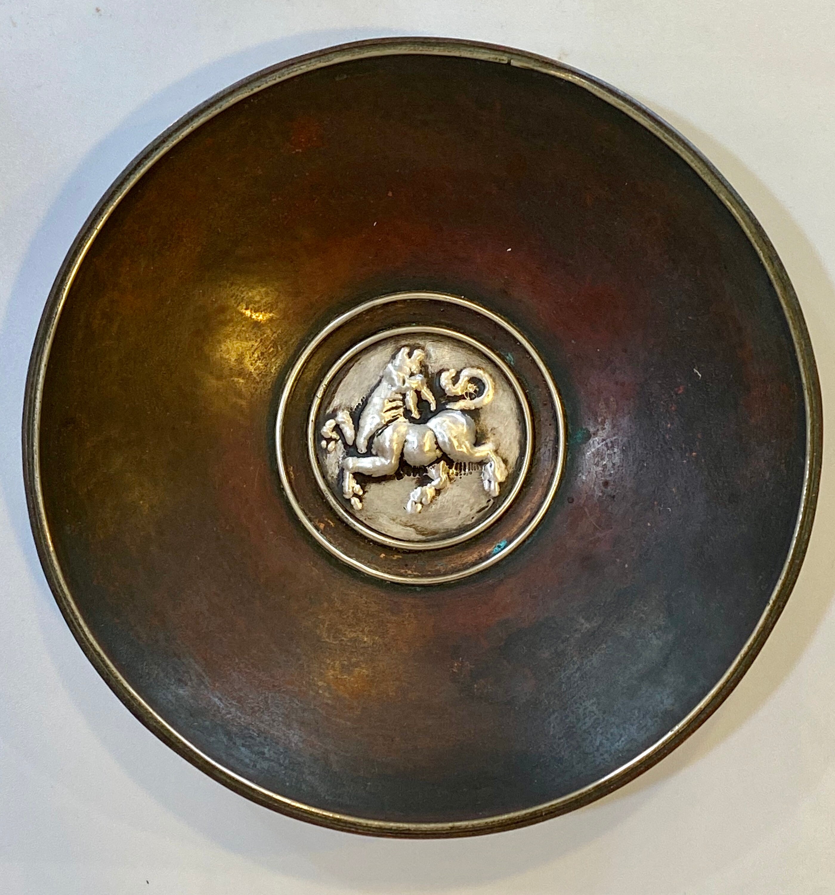 Vintage Shalom Sebba Copper Bowl Small Silver Bull Israeli German ...