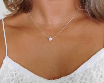 Simple diamond necklace | Etsy