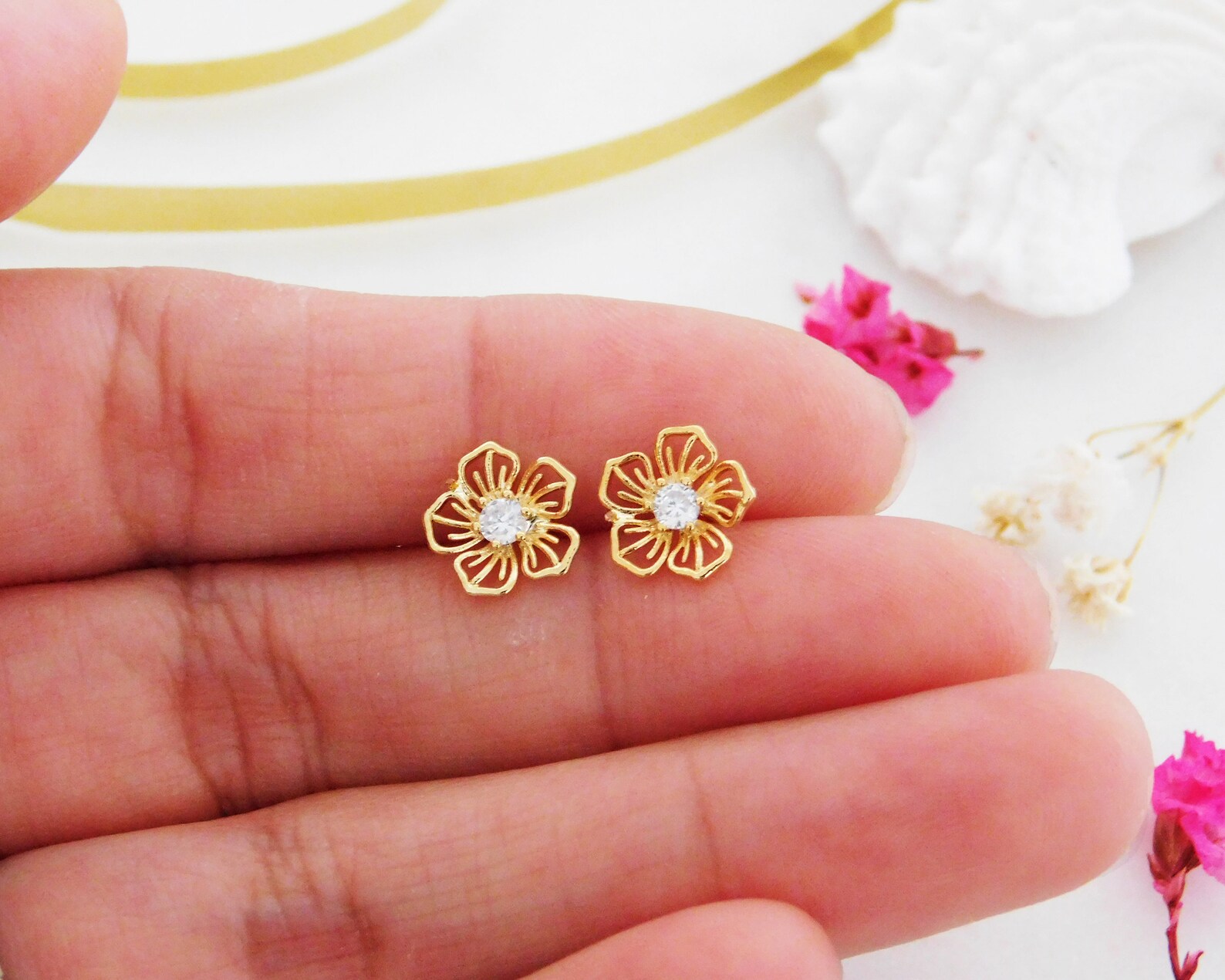Hibuscus Pua Earrings Gold Earrings Hibiscus Earring Opal - Etsy