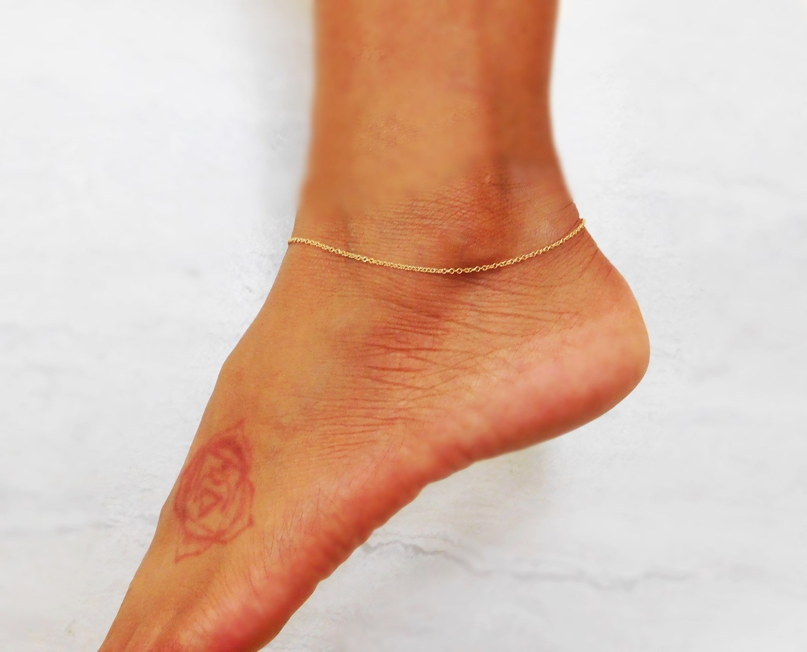 Simple Gold Anklet 14k Gold Filled Single Chain Gold | Etsy