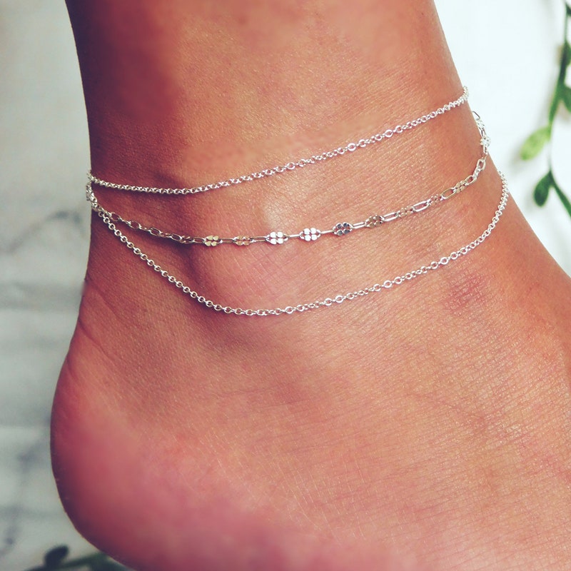 Silver Anklets for Women - Etsy