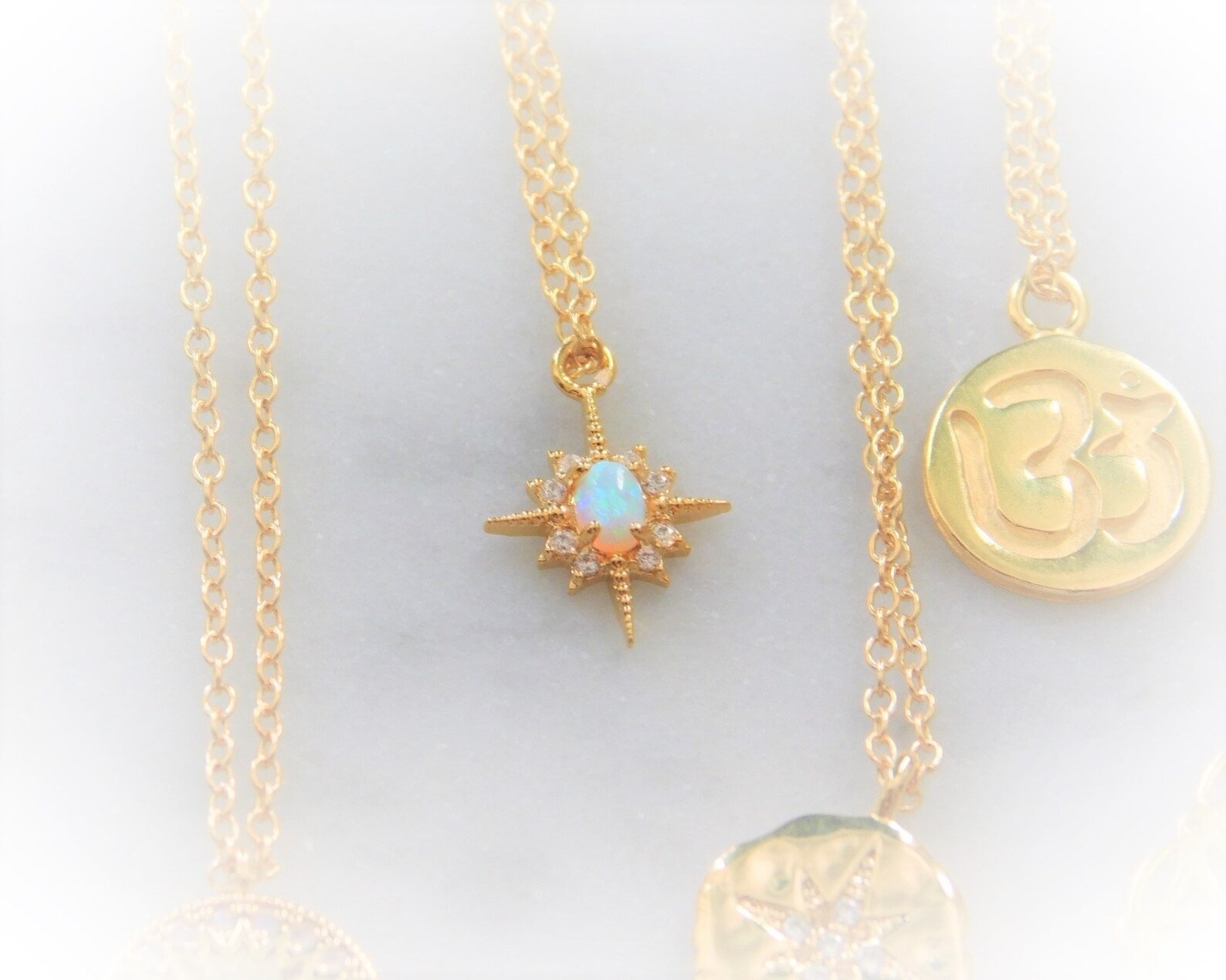 Muse Opal Necklace 14k Gold Filled Chain Opal North Star - Etsy