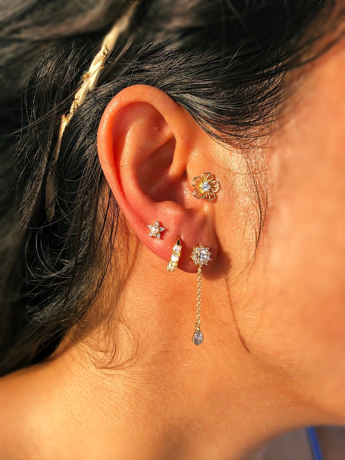 Hibuscus Pua Earrings Gold Earrings Hibiscus Earring Opal - Etsy