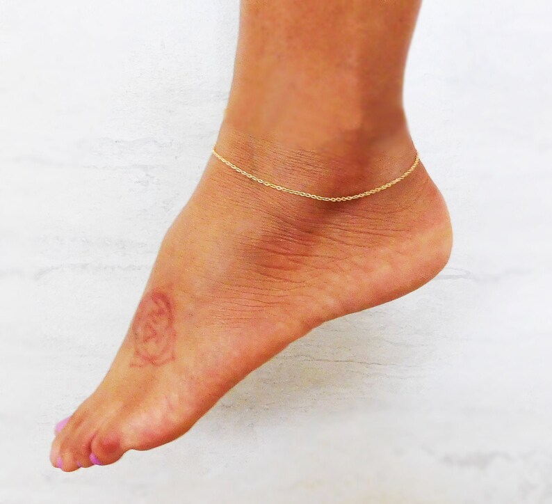 Simple Gold Anklet 14k Gold Filled Single Chain Gold | Etsy