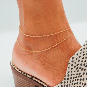 Double Strand Anklet, 14k Gold Filled Chain, Layered Anklets, Anklets ...