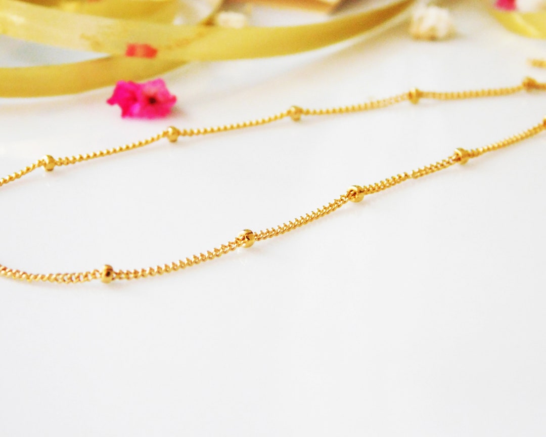 Dainty Stella Necklace, 14k Gold Filled Chain, Dew Drop Chain, Beaded ...